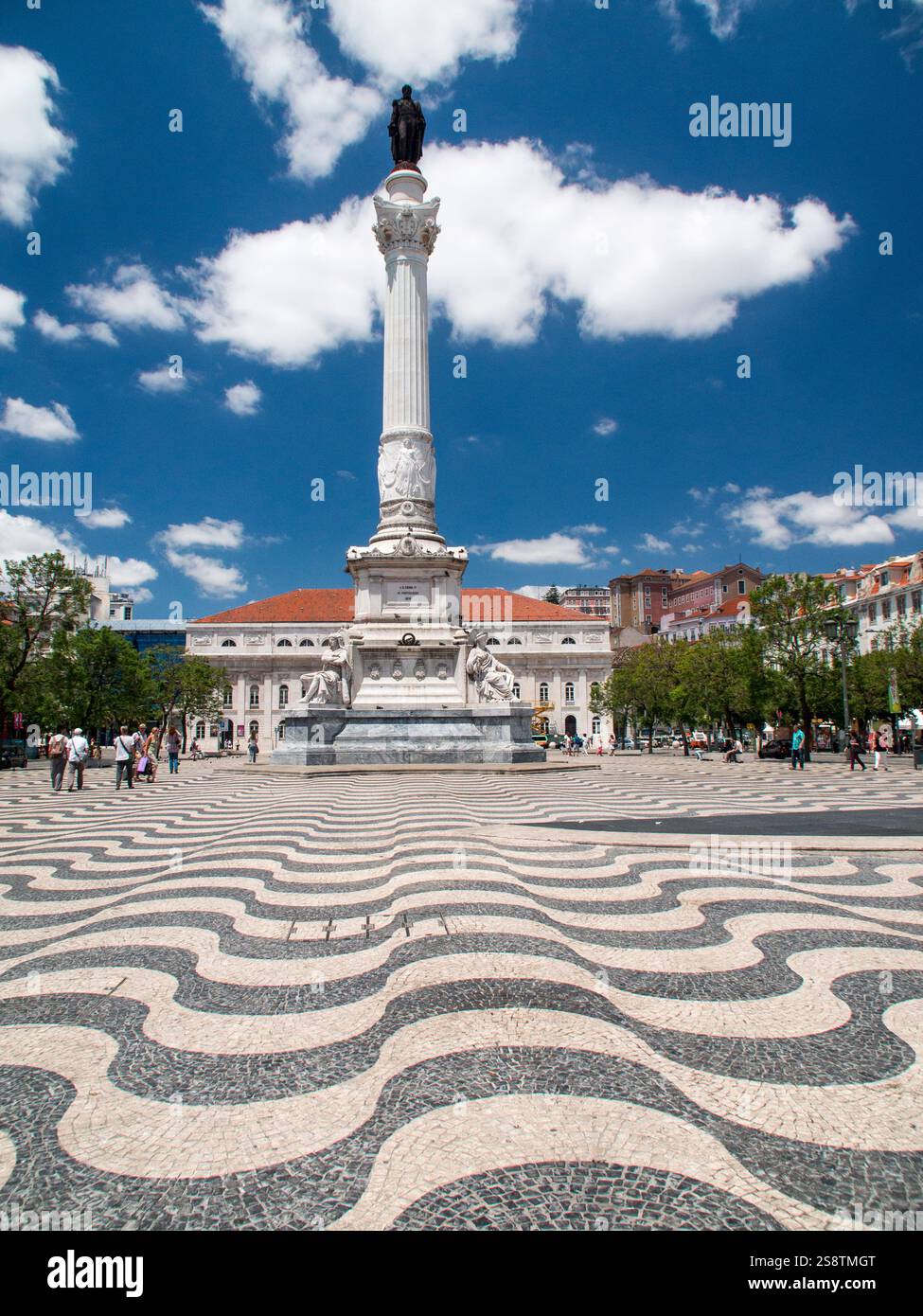 Portugal, Lisbon. King Pedro IV Square (Rossio Square) with the Column ...