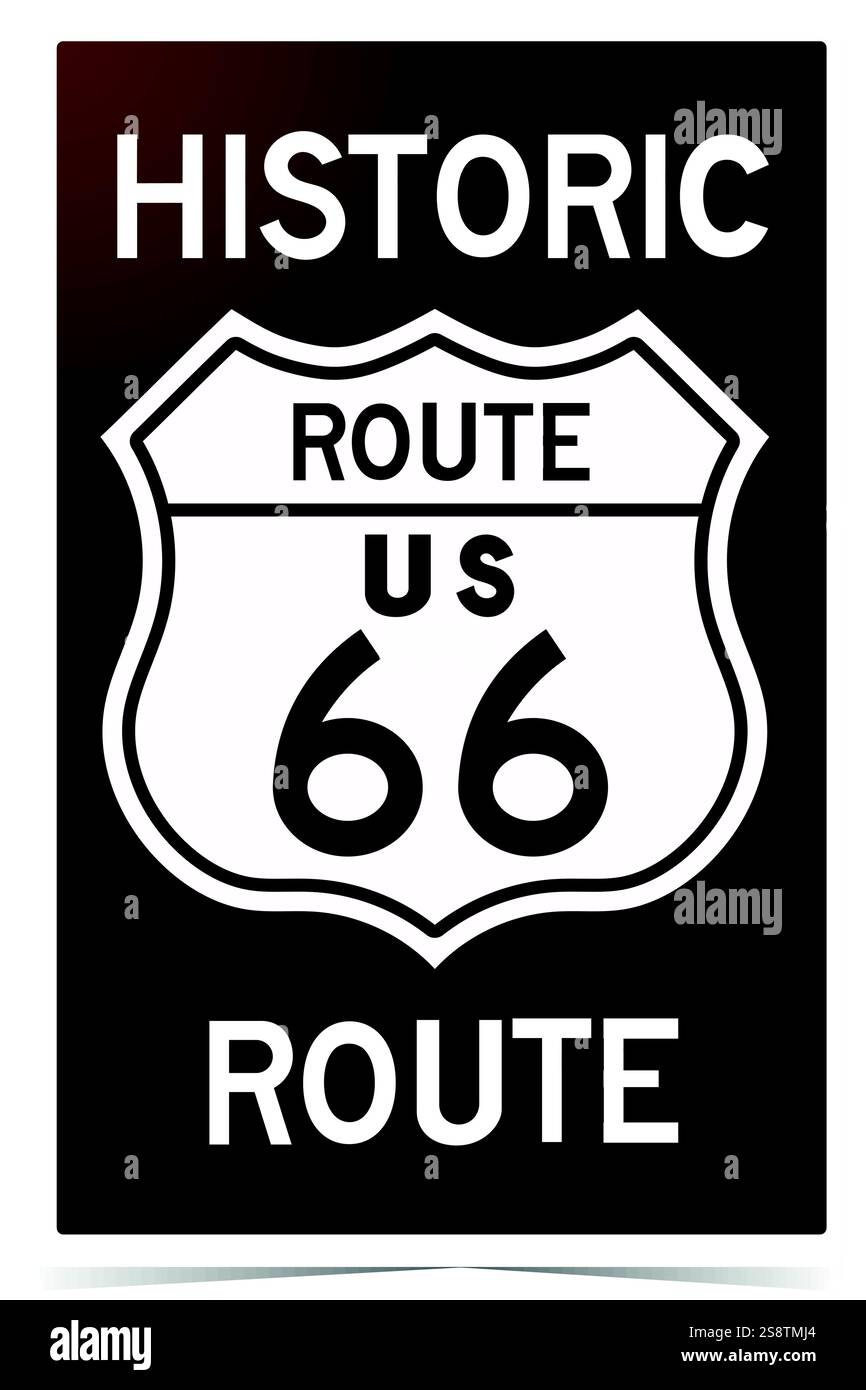 American road sign for the historic Route 66, brown gradient, isolated ...