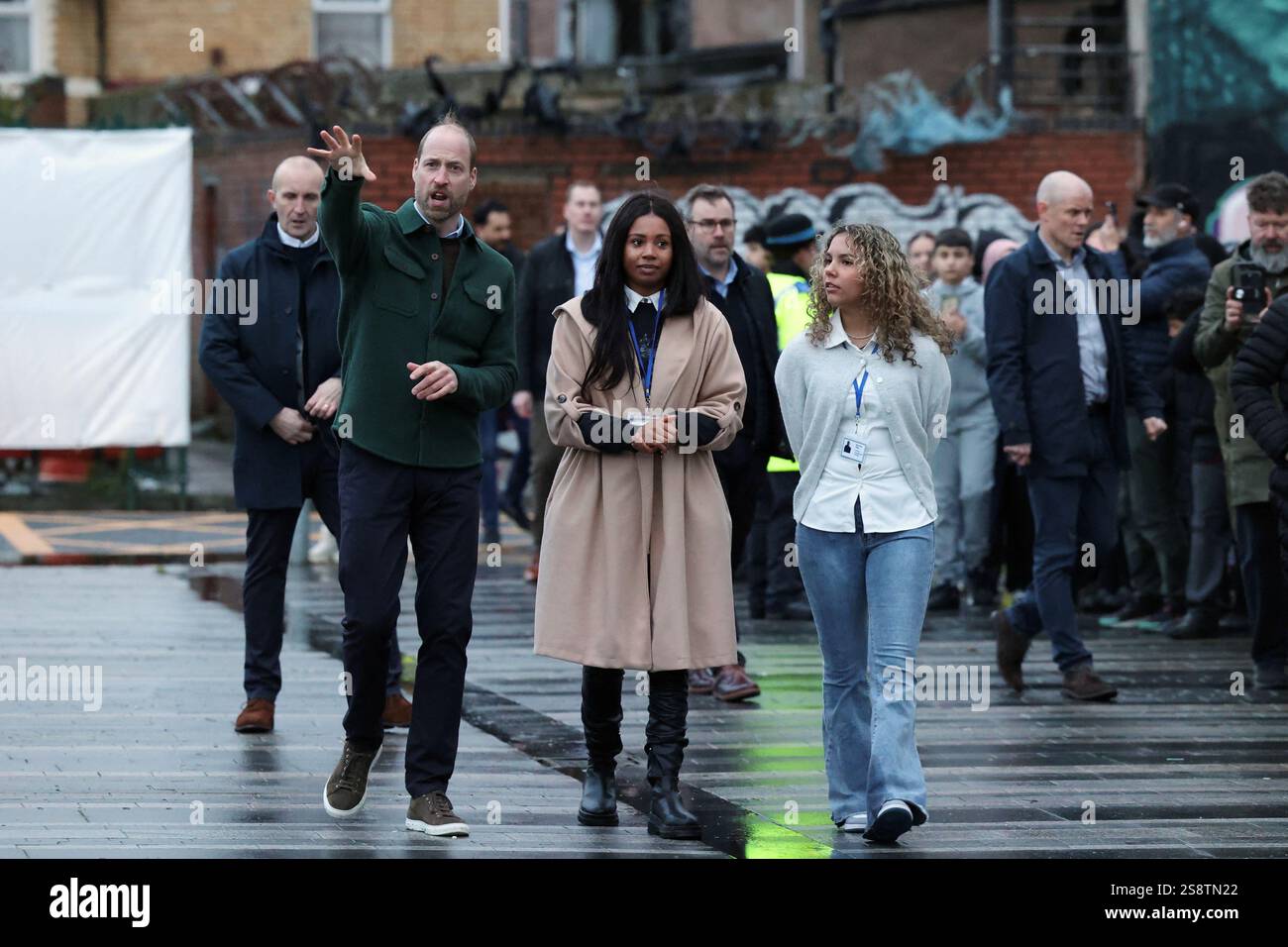 The Prince of Wales speaks with Tiber Chairperson Cherise Smith during a visit to Tiber in ...