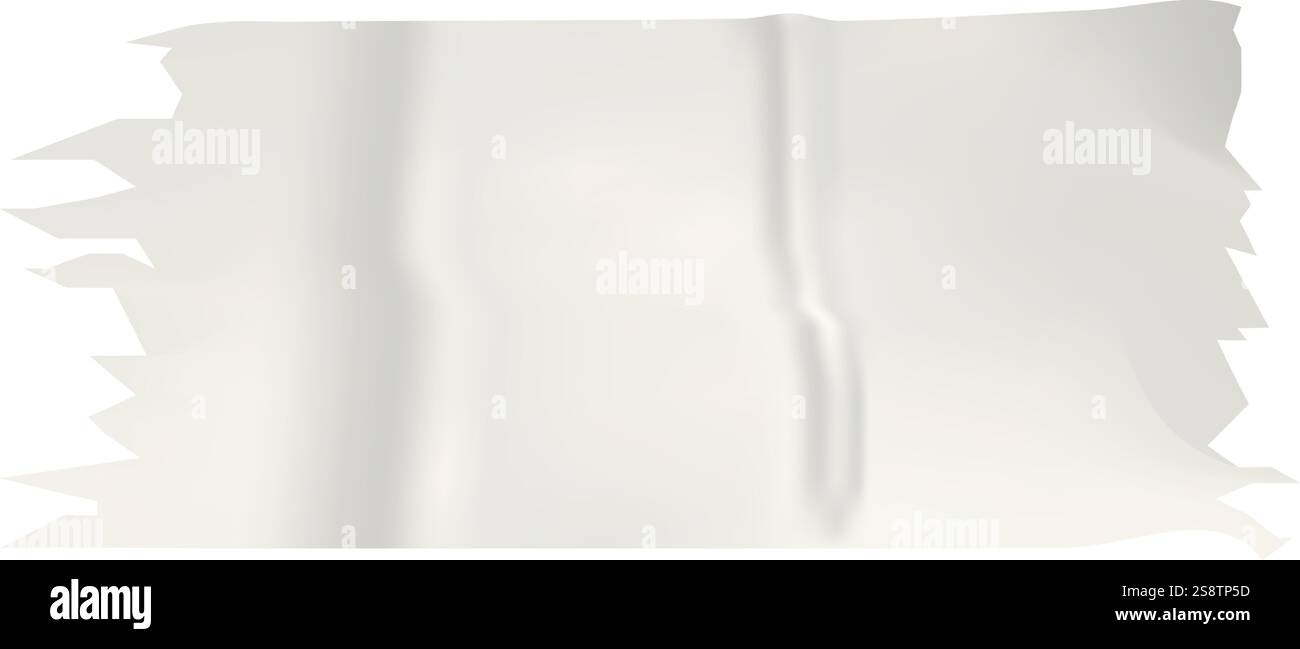 Realistic wrinkled piece of transparent adhesive tape with torn edges ...