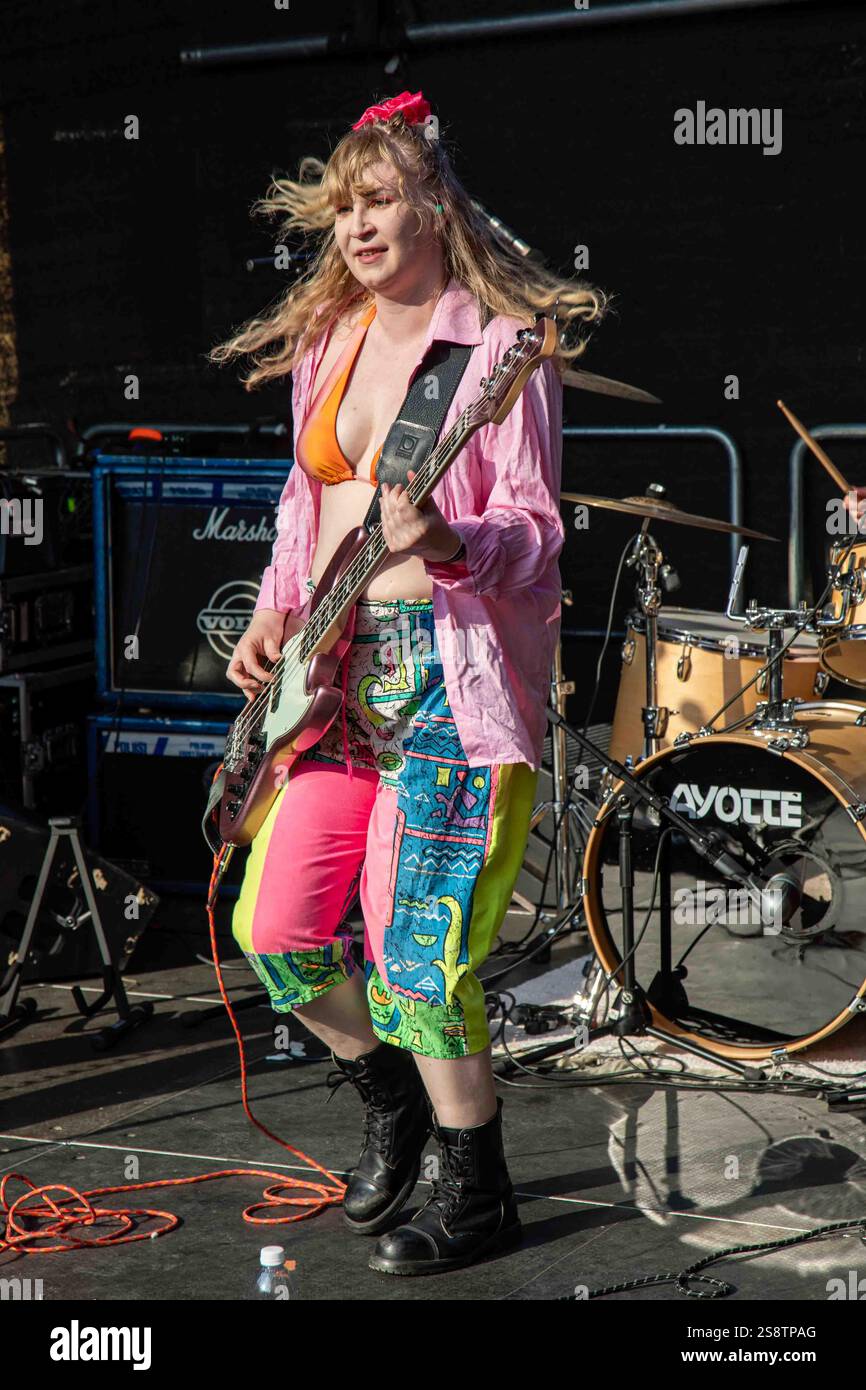 Iida-Milla Saarinen of Maria Makaaberi on stage at Punk ja Yäk 2024 ...