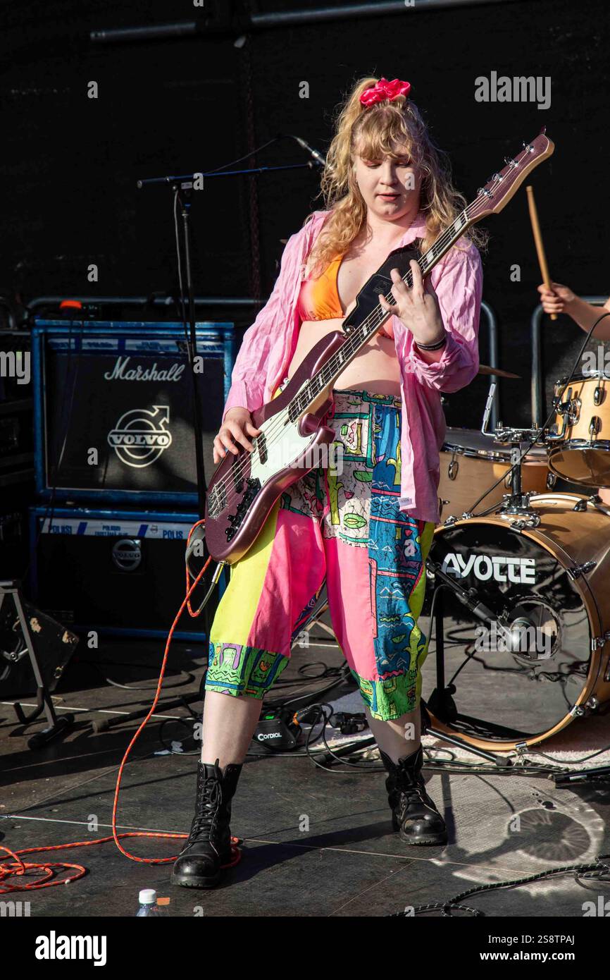 Iida-Milla Saarinen of Maria Makaaberi on stage at Punk ja Yäk punk ...