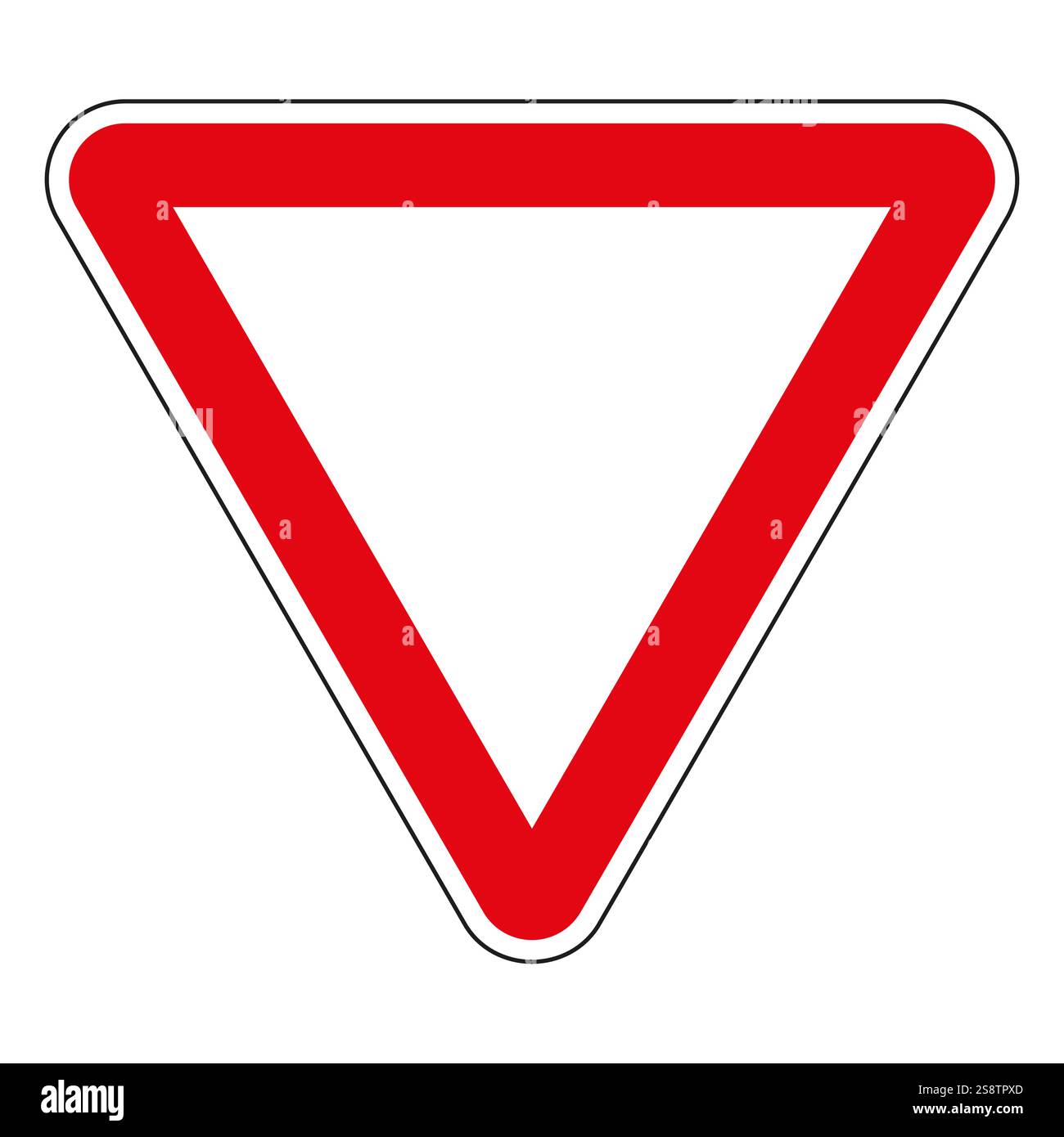 Yield sign indicating an upcoming intersection where drivers must give ...