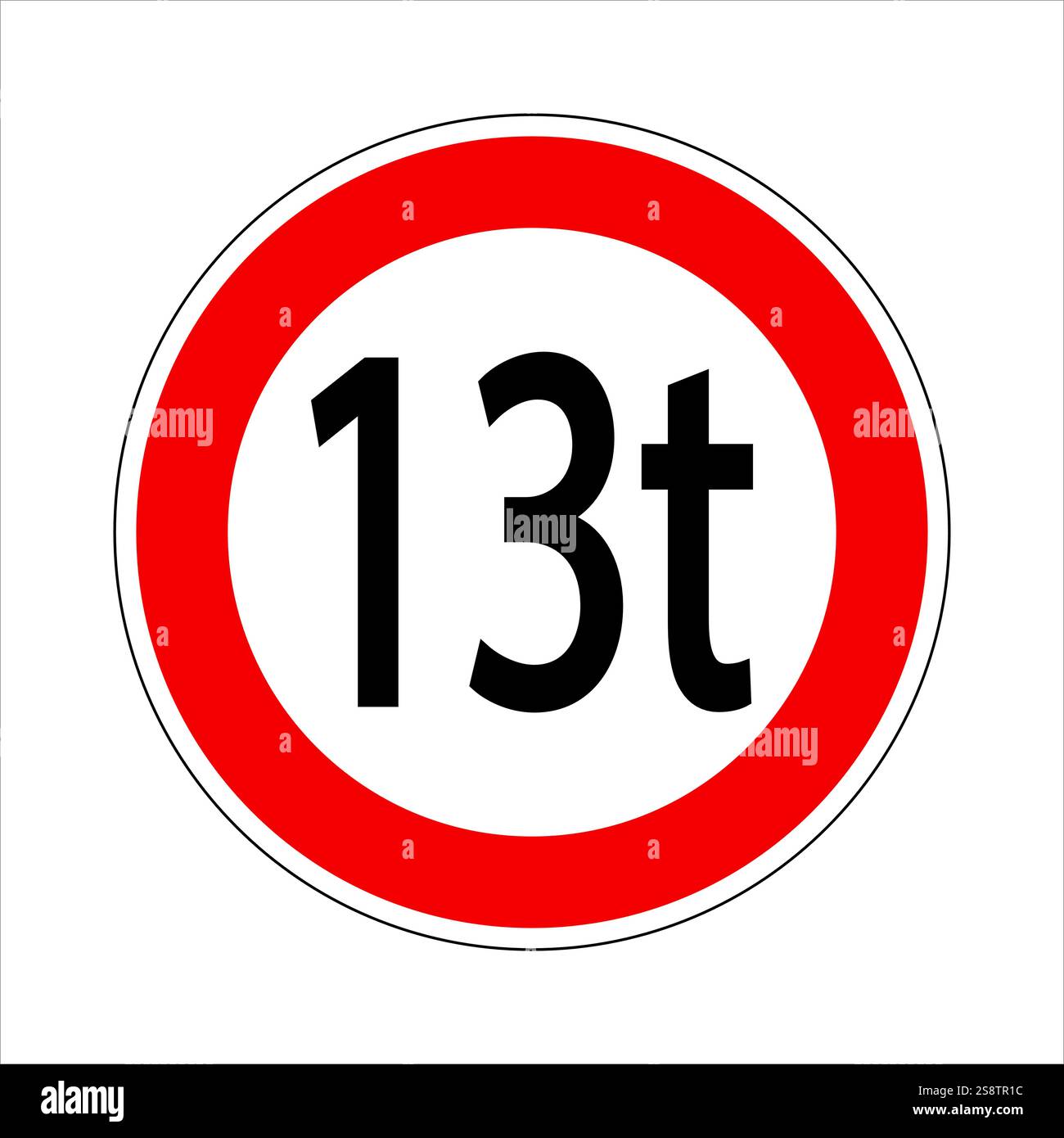 Round road sign indicating a weight limit for passing vehicles Stock ...