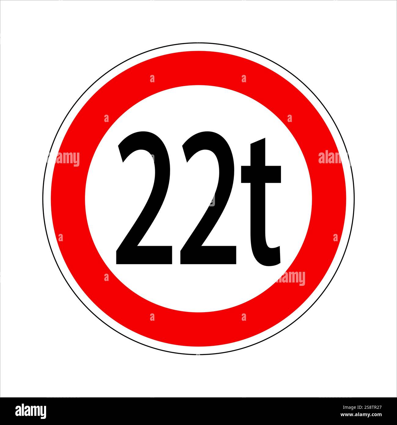 road sign indicating a weight limit of 22 tons for passing vehicles ...