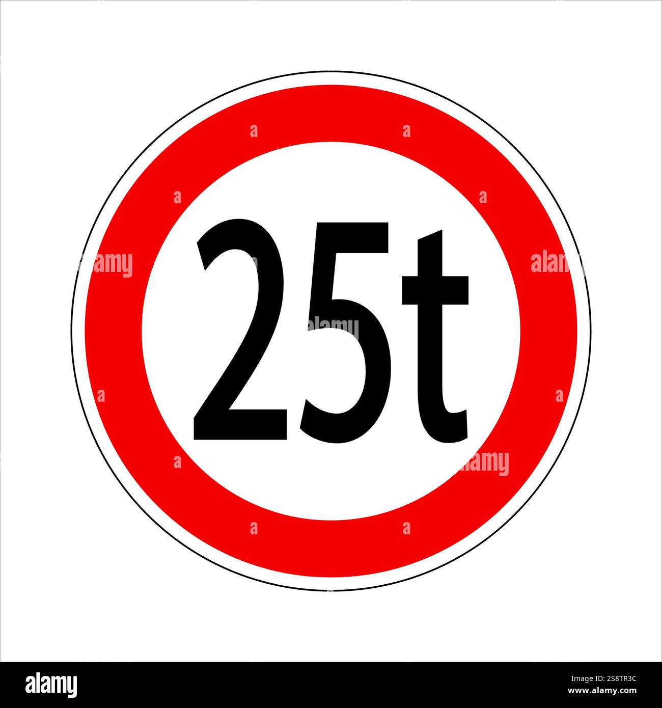 Regulatory road sign indicating a weight limit for vehicles ...