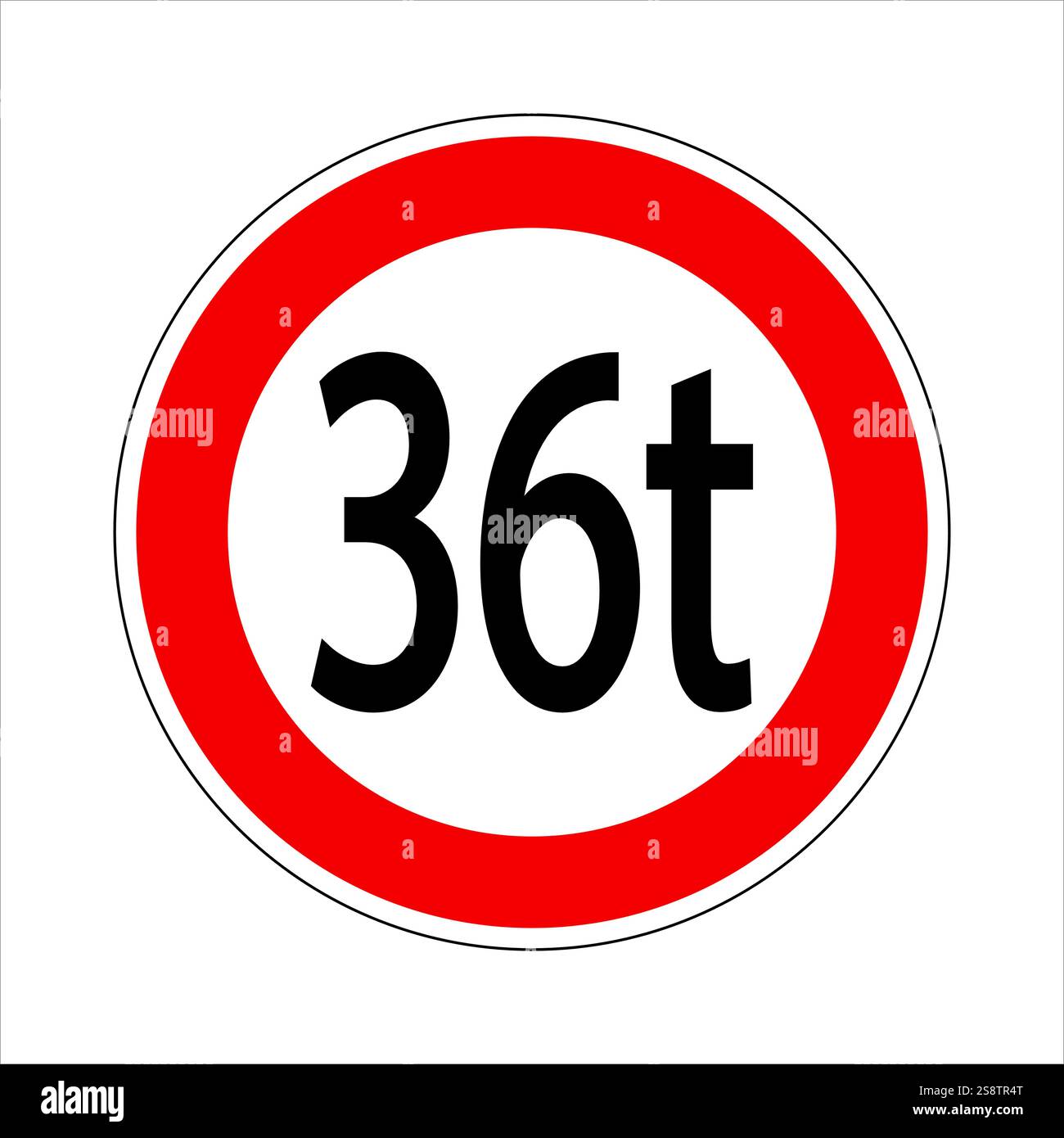 Regulatory road sign indicating a weight limit restriction, prohibiting ...