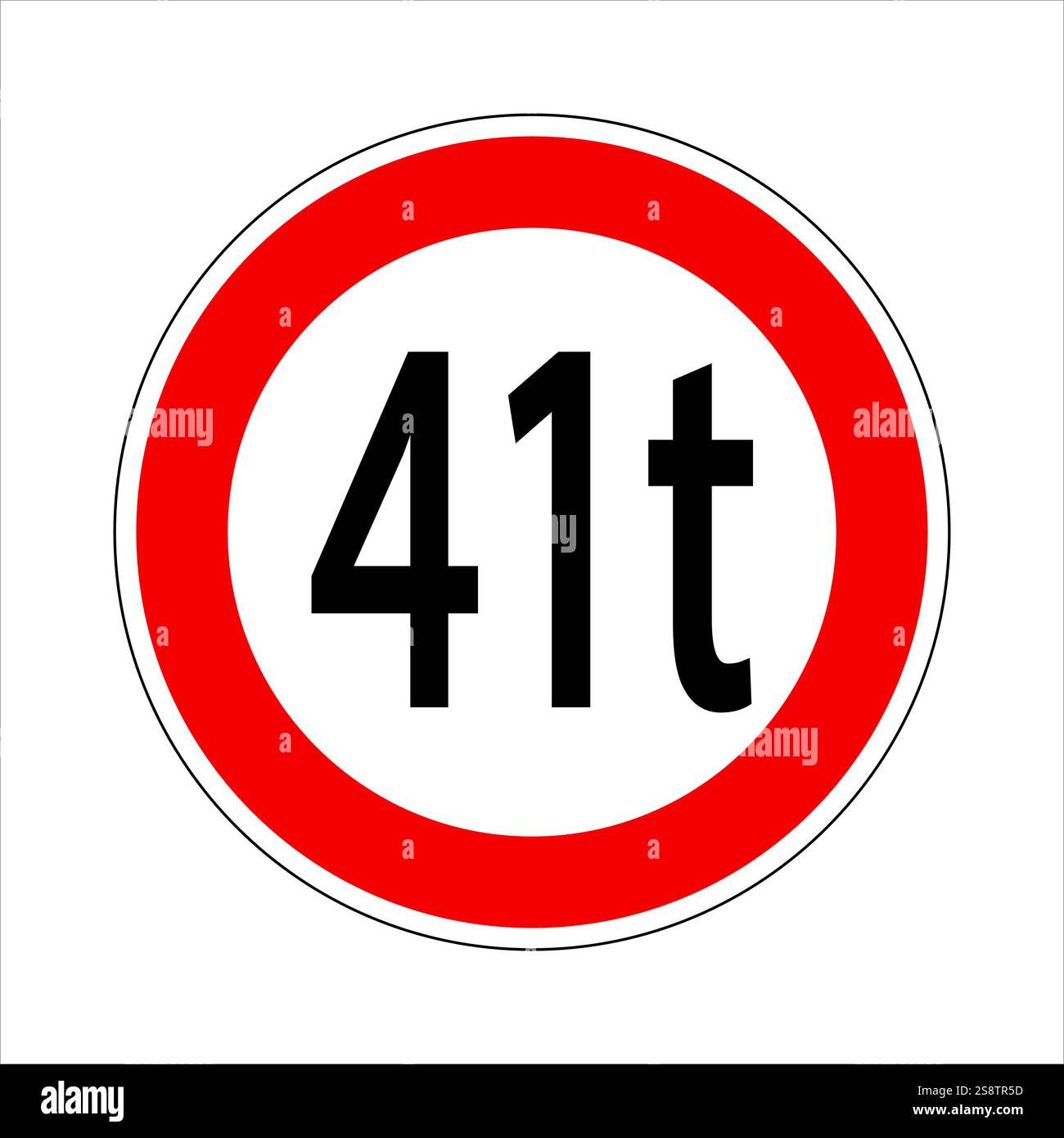 Regulatory road sign indicating a weight limit restriction for vehicles ...