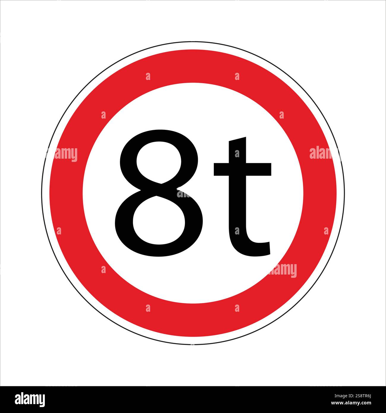 Regulatory road sign indicating a weight limit for vehicles ...