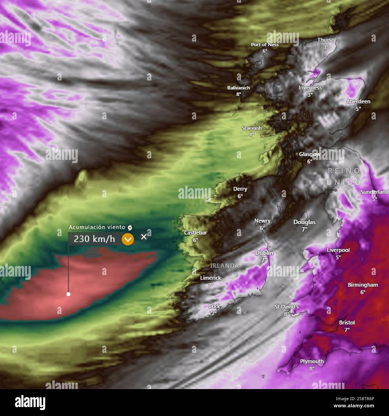 Weather map. Notices. Rain. Torrential rain due to an electrical storm ...