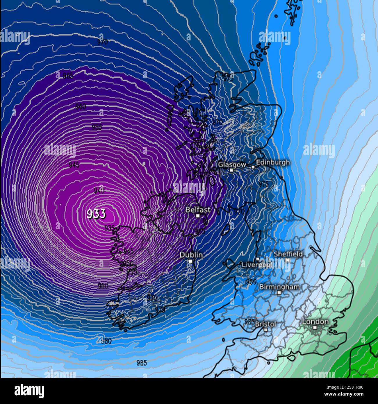 Weather map. Notices. Rain. Torrential rain due to an electrical storm ...