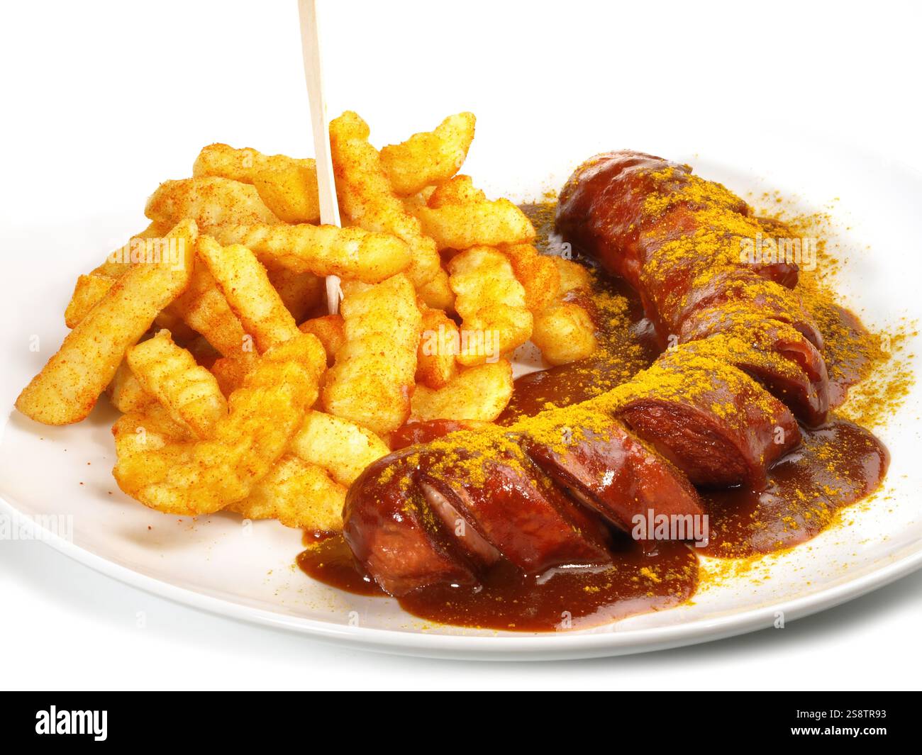 Curry Wurst with French Fries Stock Photo - Alamy