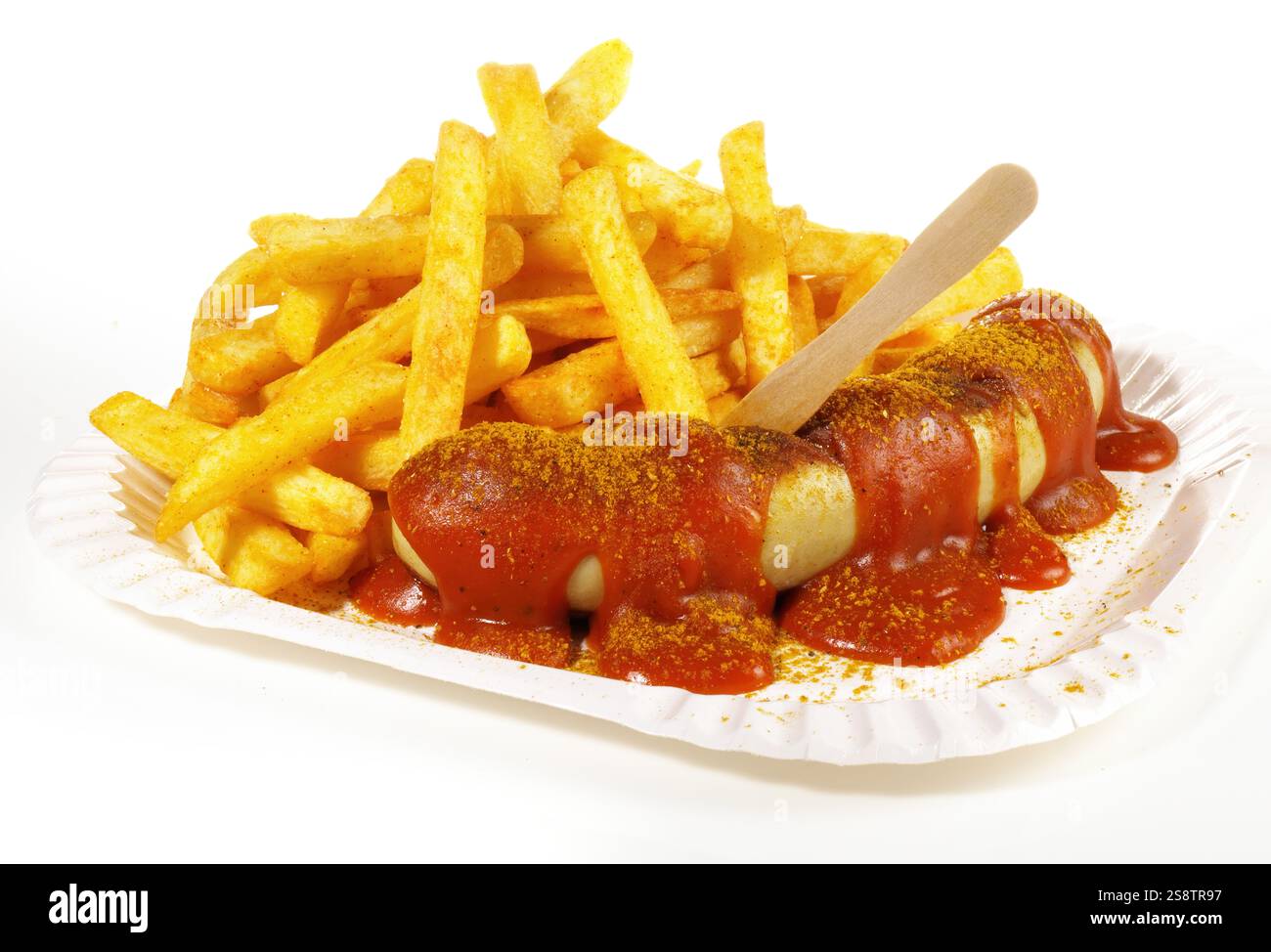 Curry Wurst with French Fries Stock Photo - Alamy