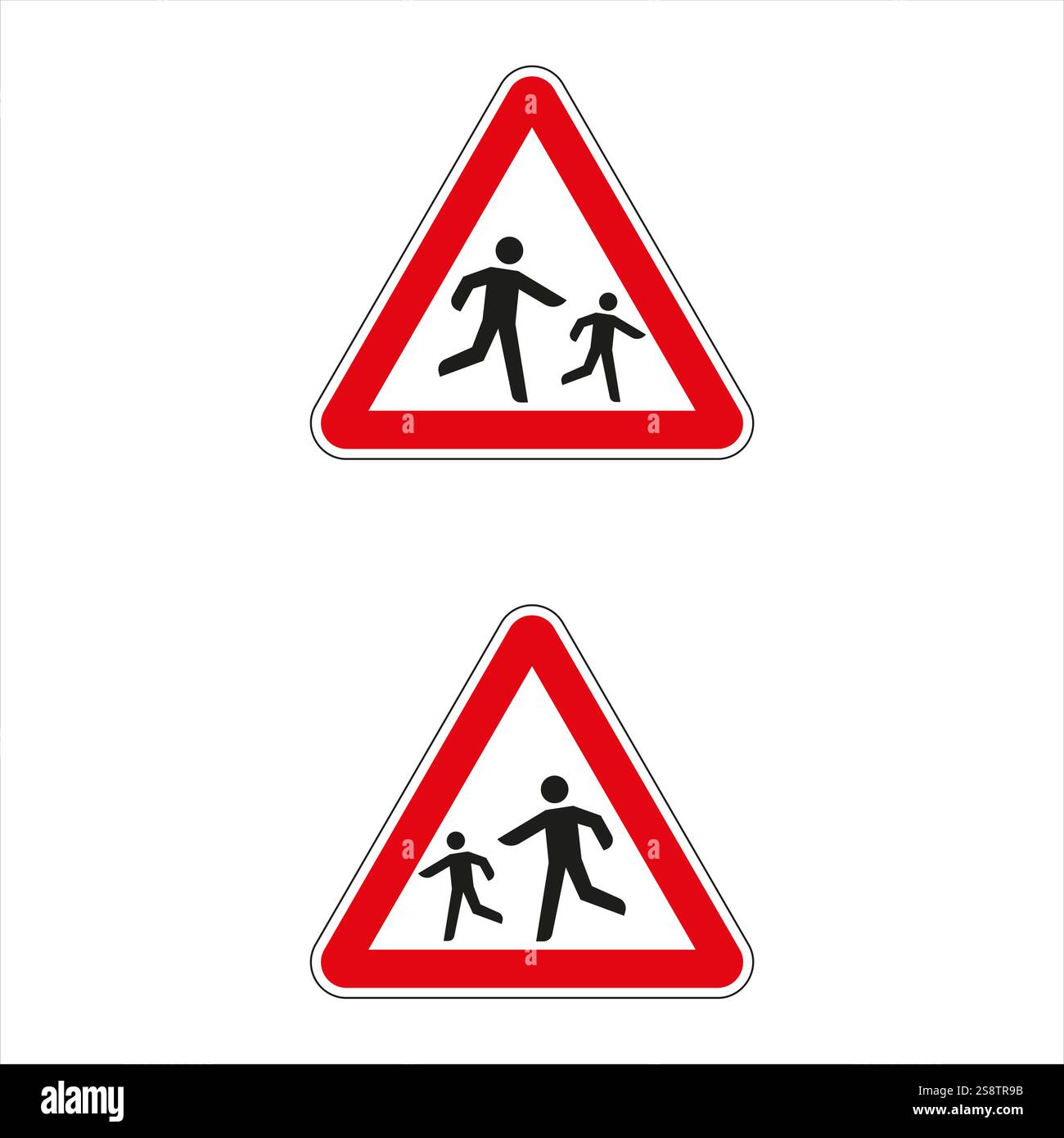 Children crossing street sign: warning sign indicating children ...