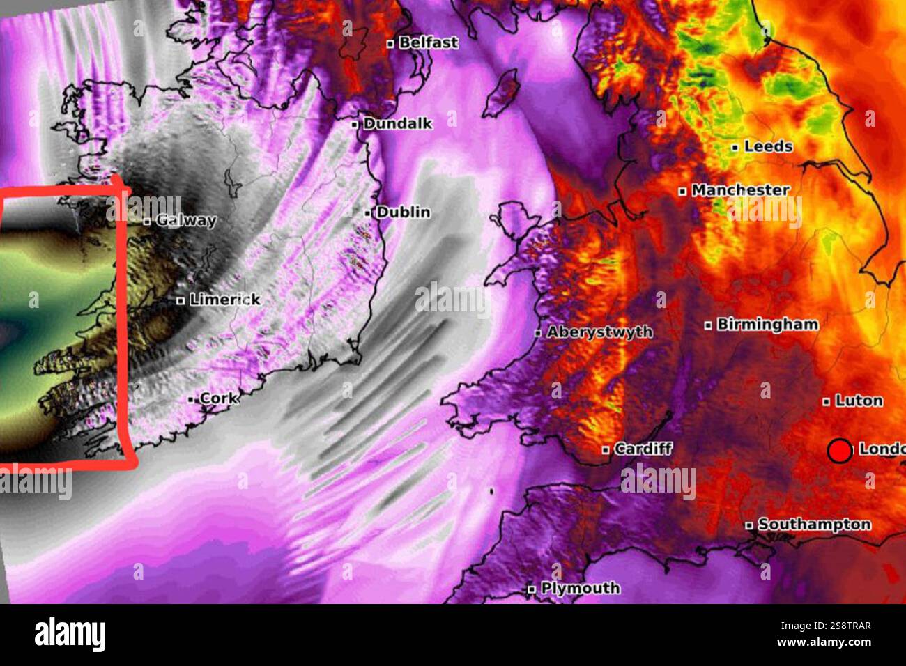 Weather map. Notices. Rain. Torrential rain due to an electrical storm ...