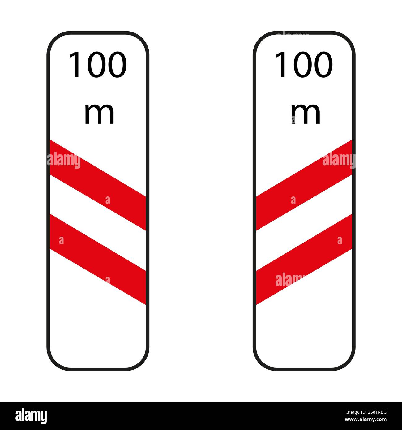 Pair of rectangular traffic signs with red and white stripes ...