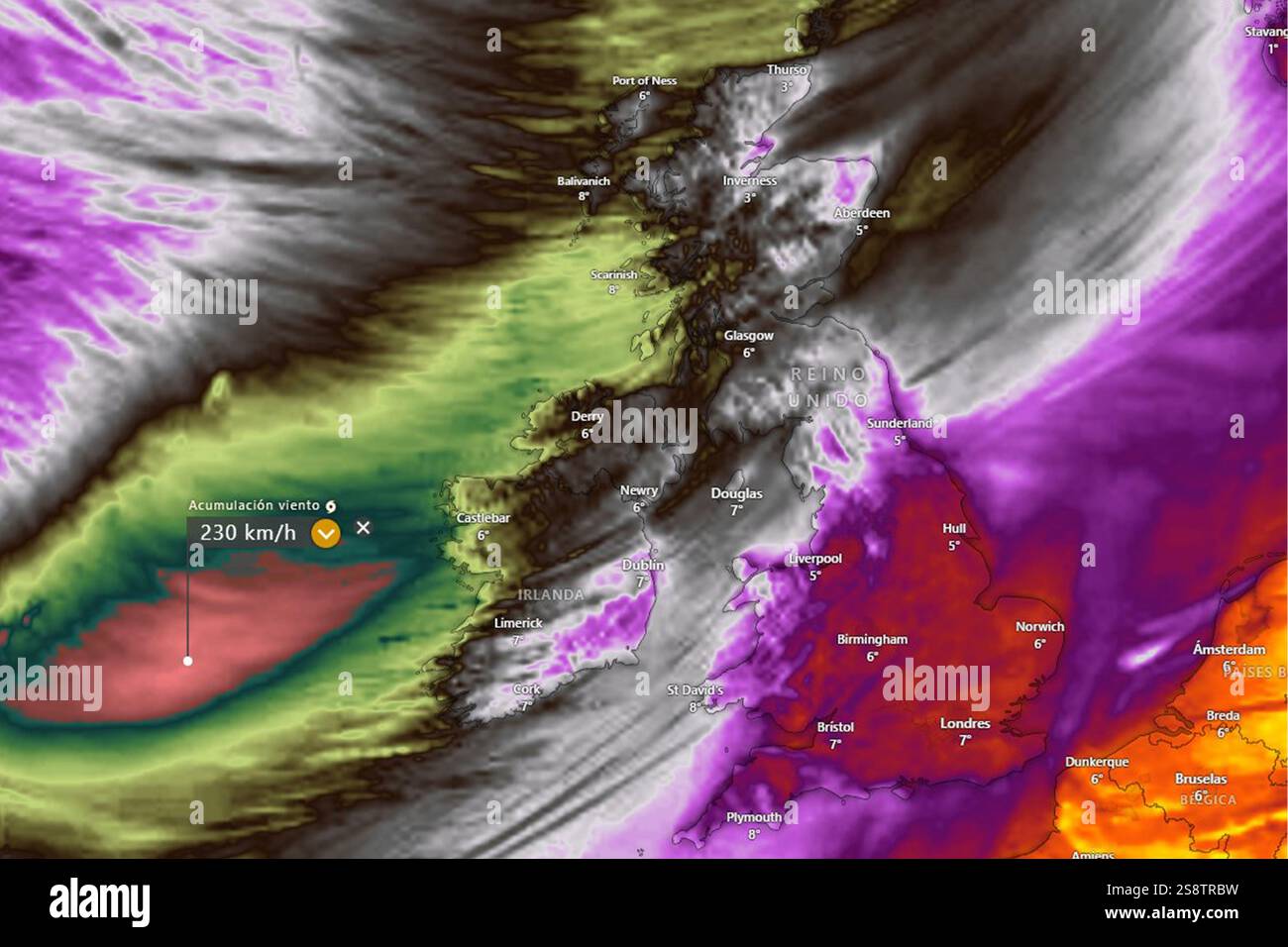 Weather map. Notices. Rain. Torrential rain due to an electrical storm ...