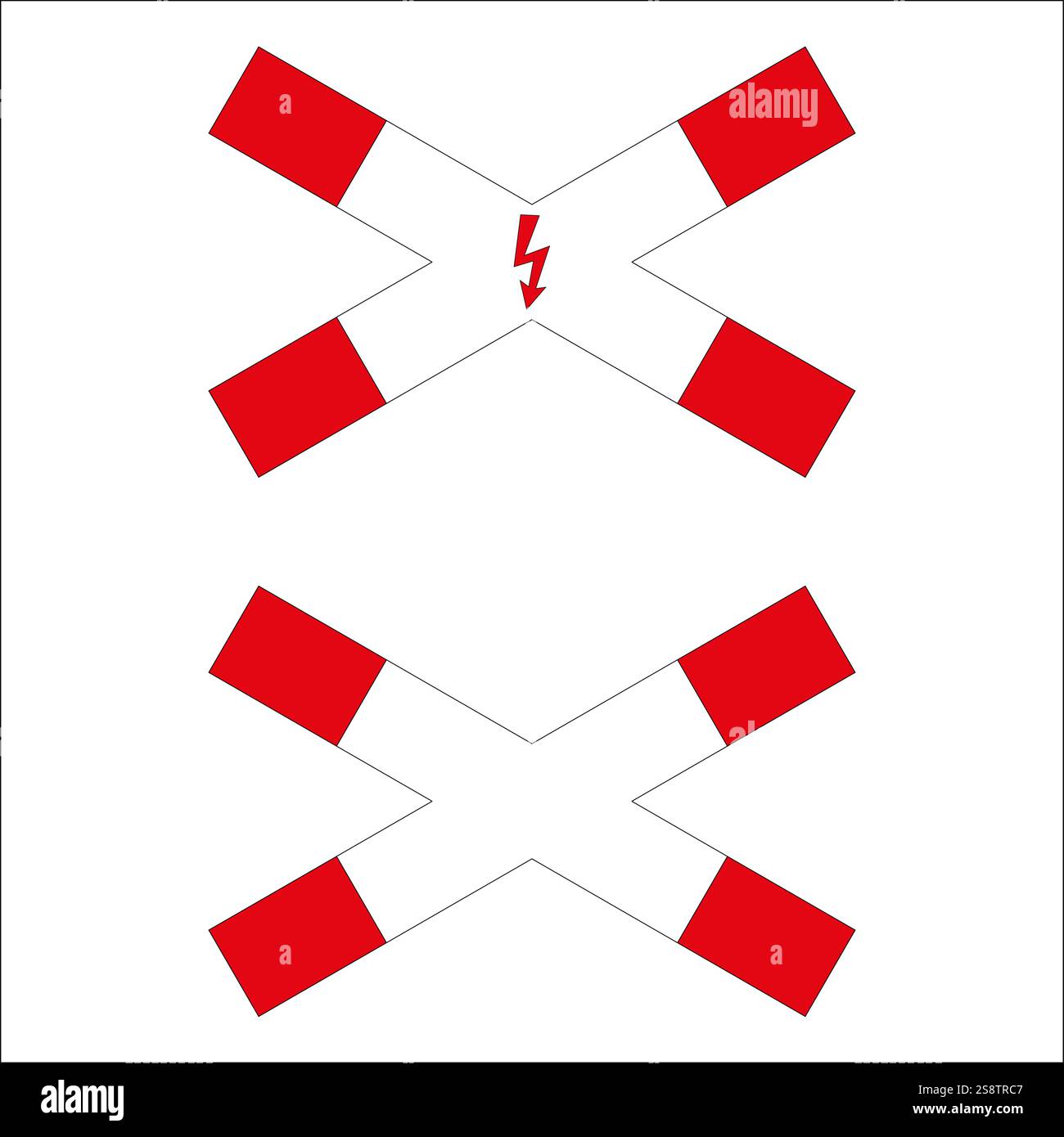 cross railroad crossing signs indicating electric and no electric ...