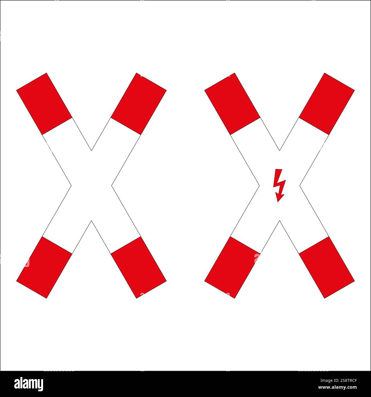 cross railroad crossing signs indicating electric and no electric ...