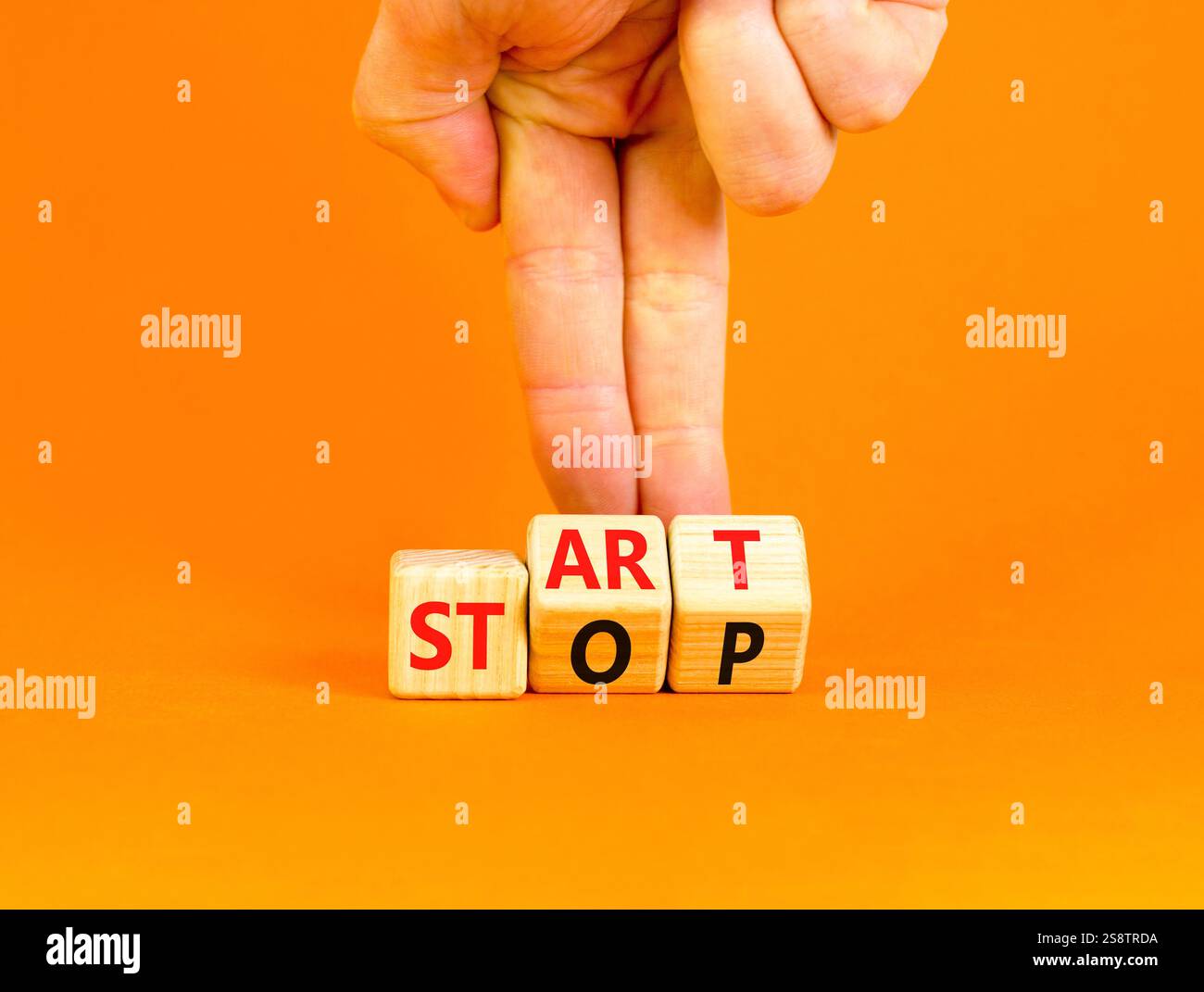 Start or stop symbol. Concept words Start or Stop on beautiful wooden ...