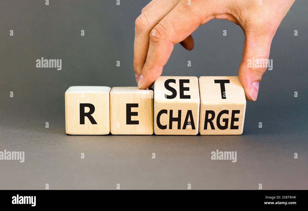 Reset and recharge symbol. Concept words Reset Recharge on beautiful ...