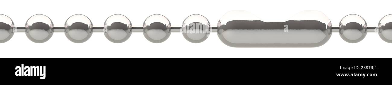 Seamless silver ball chain with lock isolated on white background 3D ...