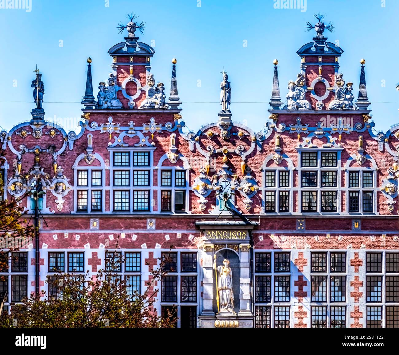 Colorful old Great Armory facade, Gdansk, Poland. Armory built in 1605 ...