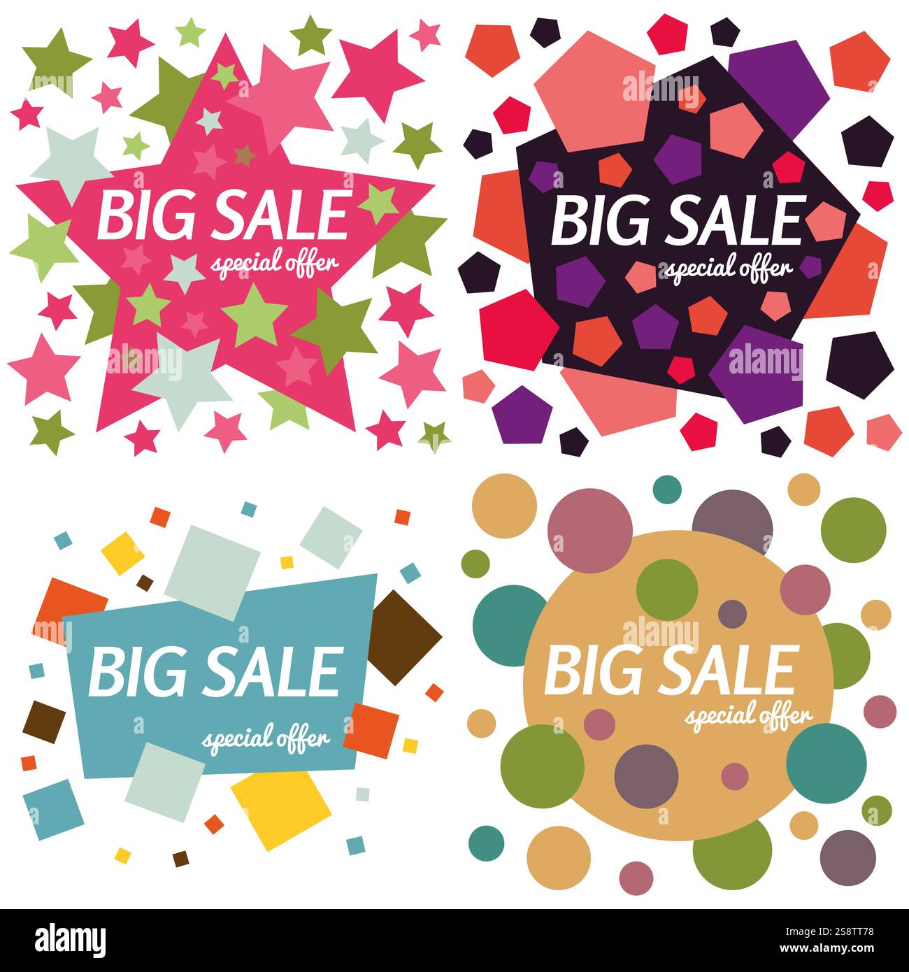 Set of big sale special offer square banners on white background ...