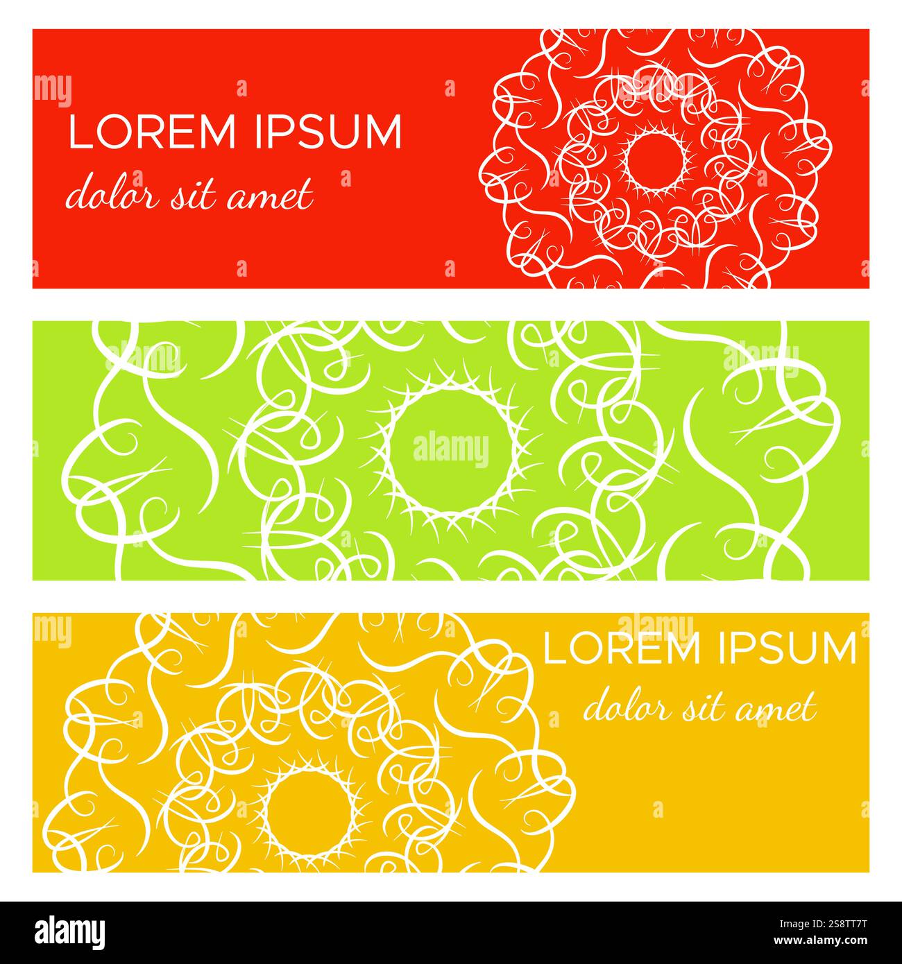 Set of abstract horizontal header banners with geometric circular ...