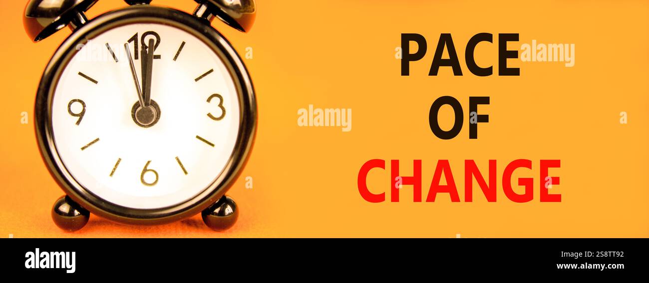 Pace of change symbol. Concept words Pace of change on beautiful orange ...