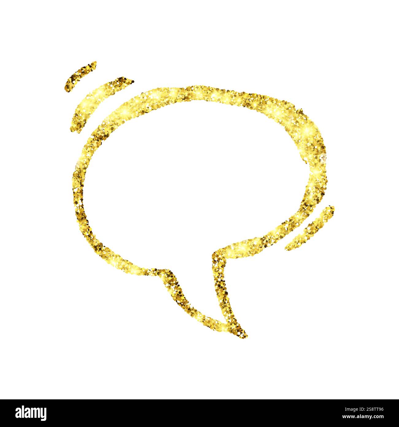 Gold glitter sketch speech bubble. Hand drawn blank Speech Bubble ...
