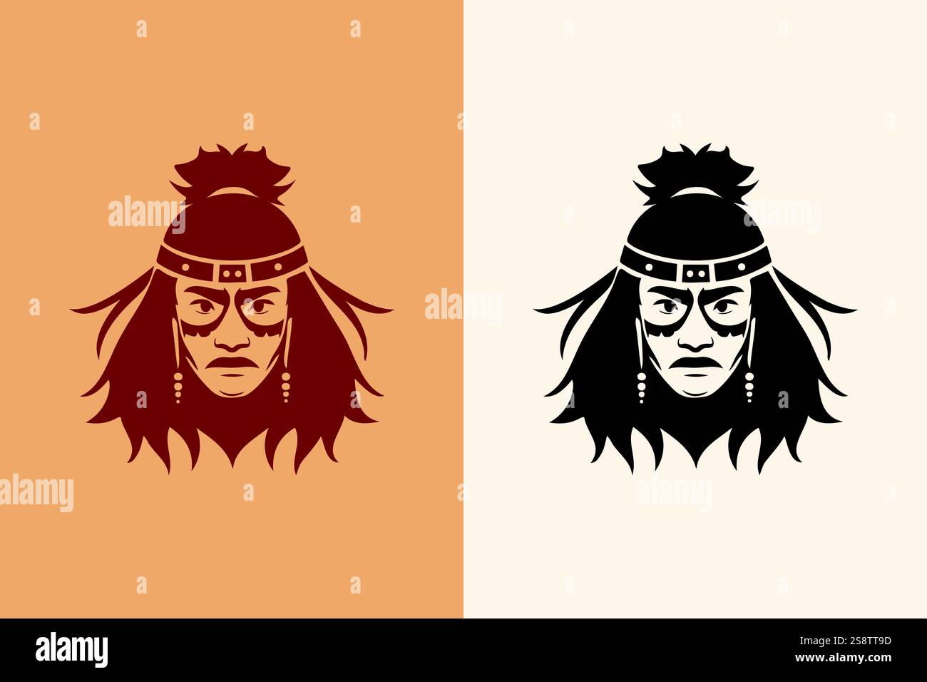 Indigenous people logo Indian chief head native American headdress ...