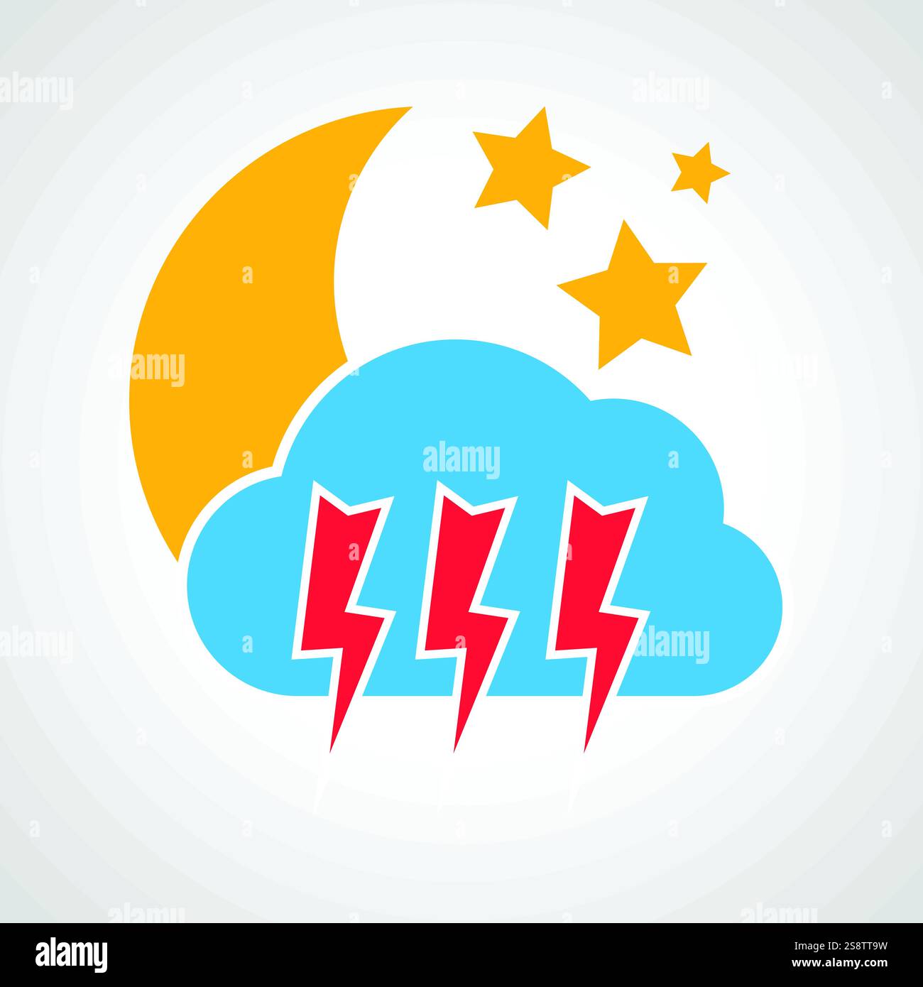 Night thunderstorm weather Icon. Multicolored weather icon on white ...