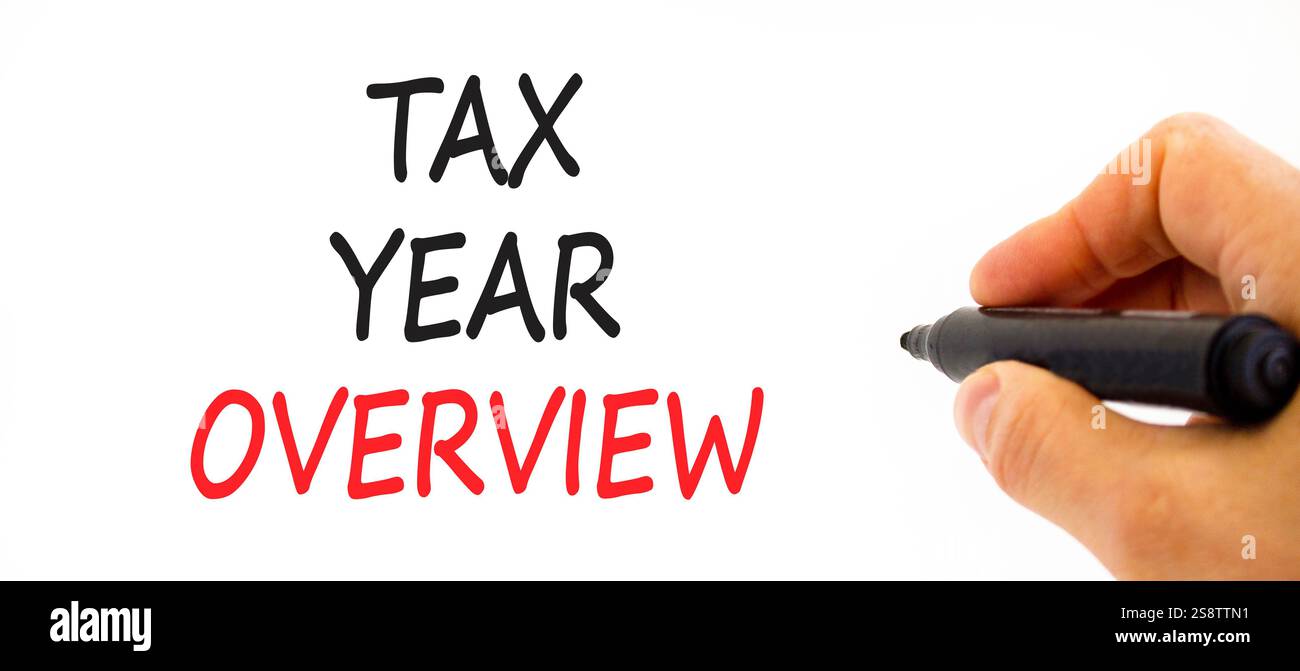 Tax year overview symbol. Concept words Tax year overview on beautiful ...