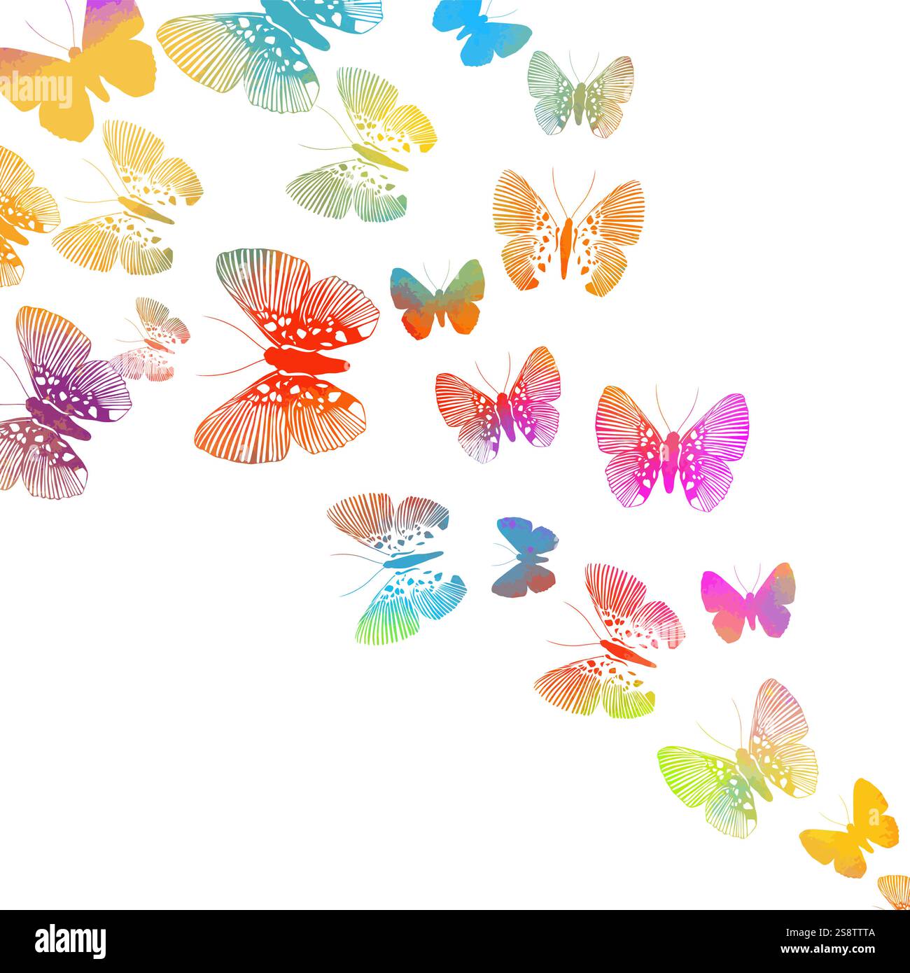 colored butterflies. hand drawing. Not AI. Vector illustration Stock ...
