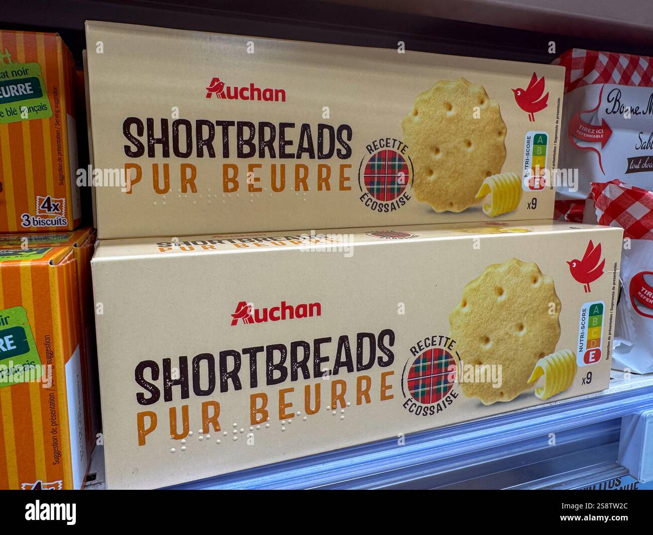 Delightful shortbread cookies on display in a bustling grocery aisle ...
