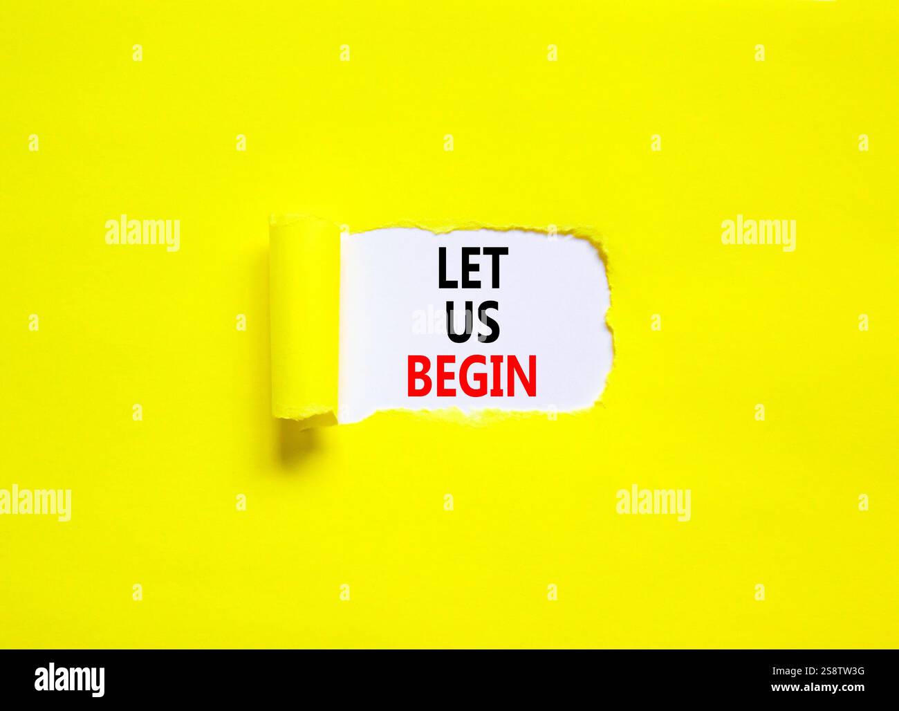 Let us begin symbol. Concept words Let us begin on beautiful white ...