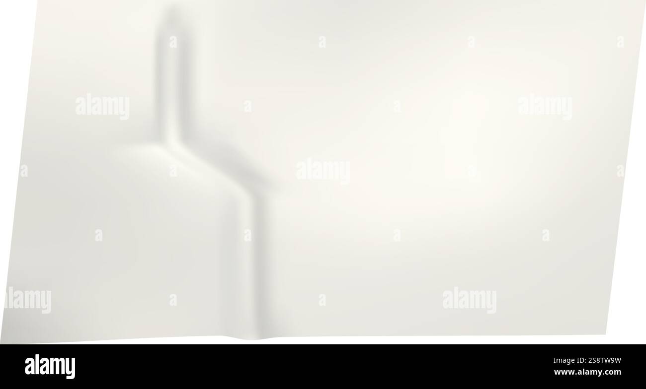 Glued white paper sheet with realistic wrinkled and folded effects ...