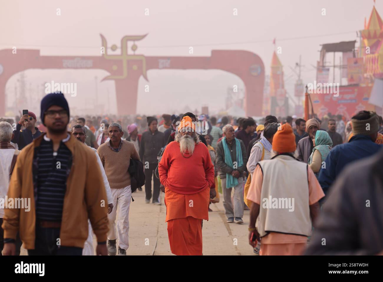 Sadhu walking on the street during Maha Kumbh Mela, Prayagraj, Uttar ...