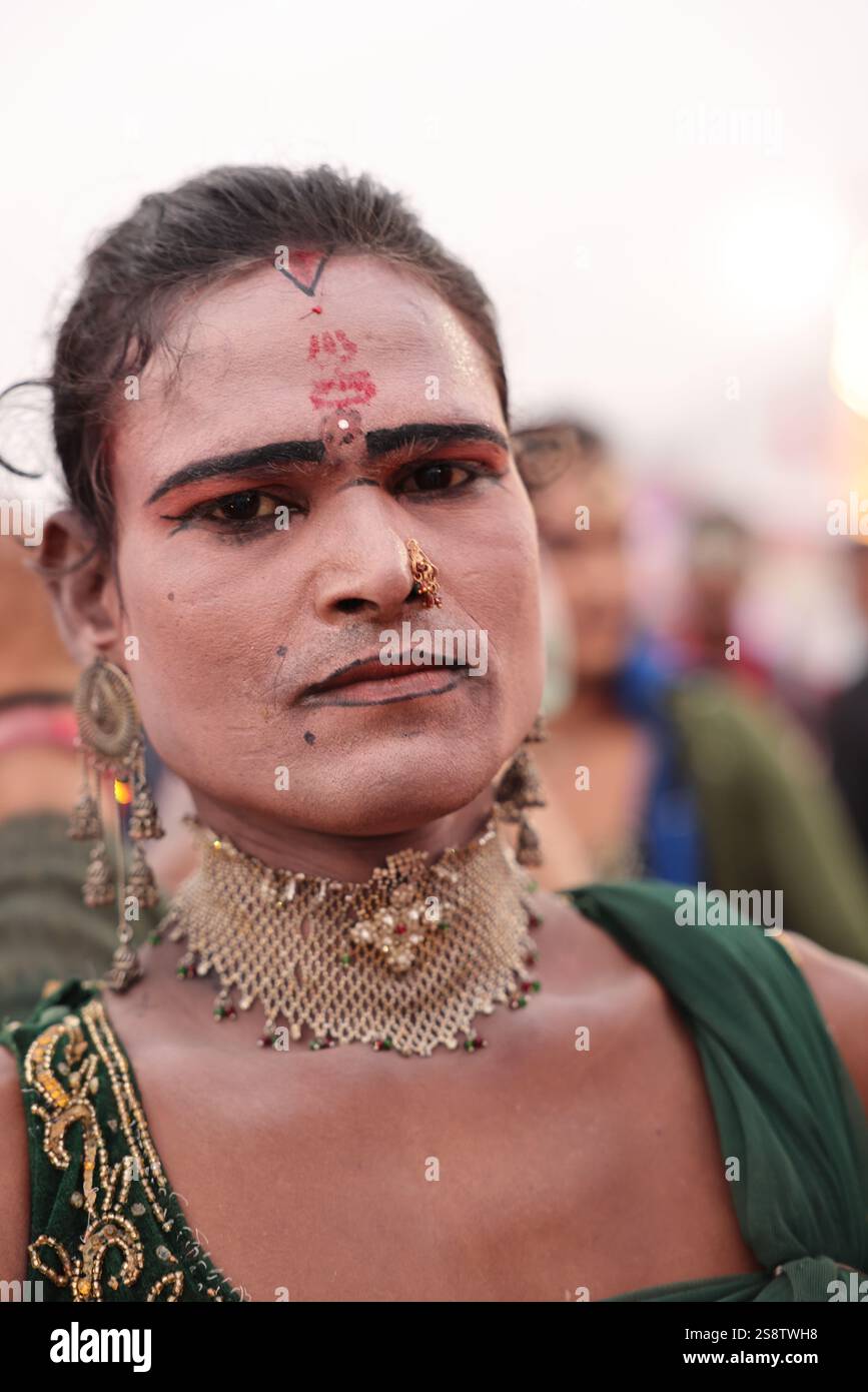 Transgender dancers from the Kinnar Akhara, Maha Kumbh Mela, Prayagraj ...