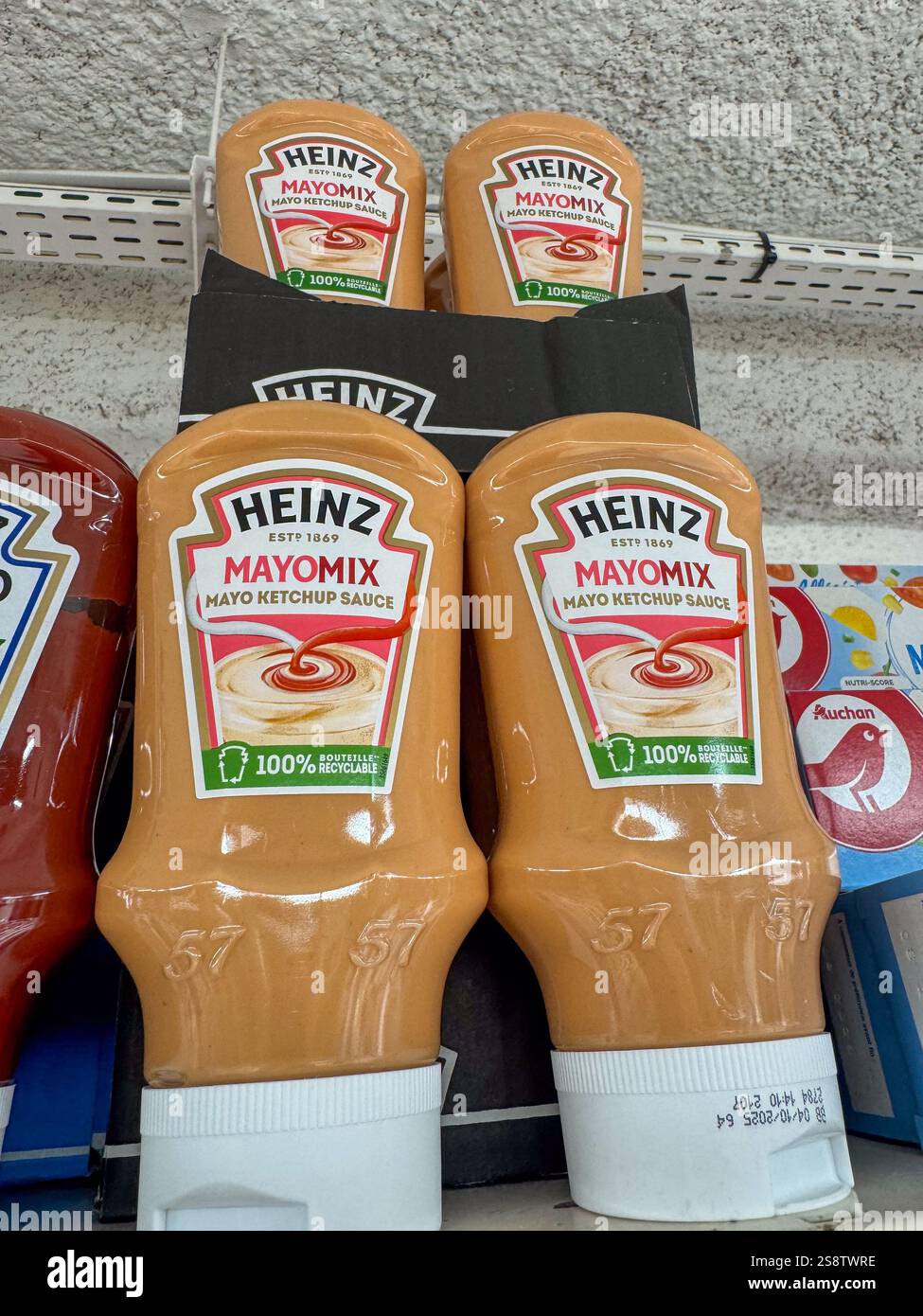 Unique condiment display featuring a fusion of mayonnaise and ketchup ...