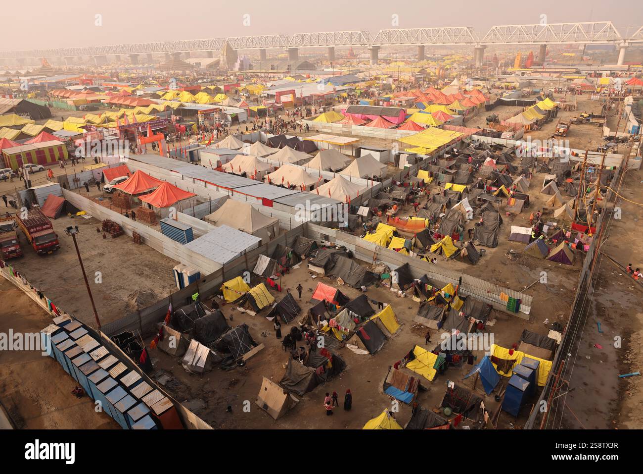 Panorama, Maha Kumbh Mela, Prayagraj, Uttar Pradesh, India. Hindu ...