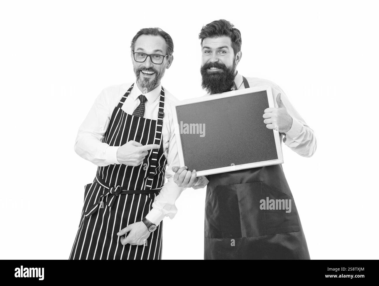 Hiring restaurant staff. Men bearded informing. Men bearded bartender ...