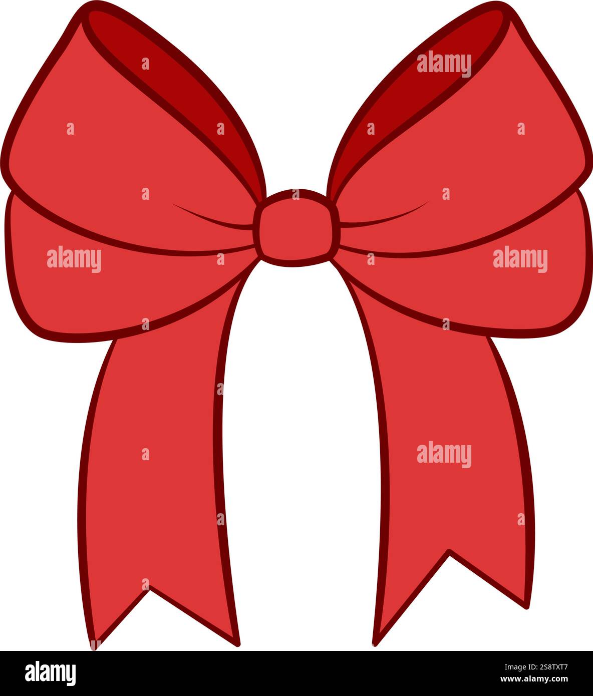 Red Bow doodle style. Hand drawn Trendy flat style cartoon isolated ...