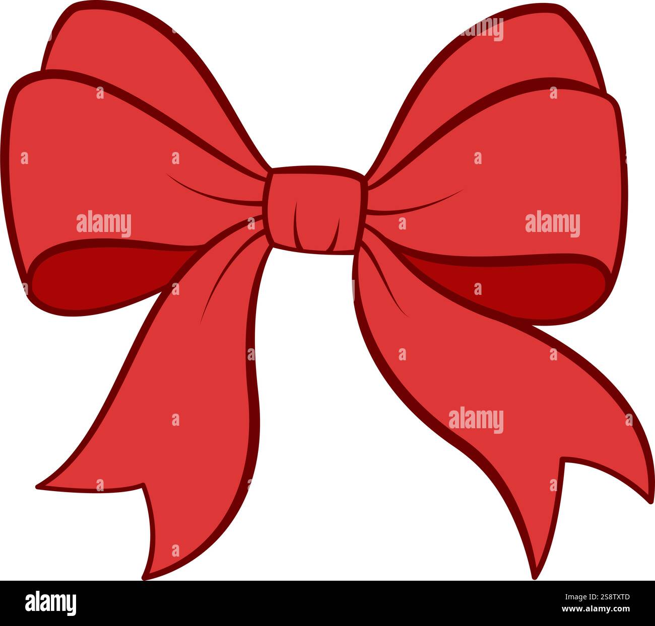 Red Bow doodle style. Hand drawn Trendy flat style cartoon isolated ...