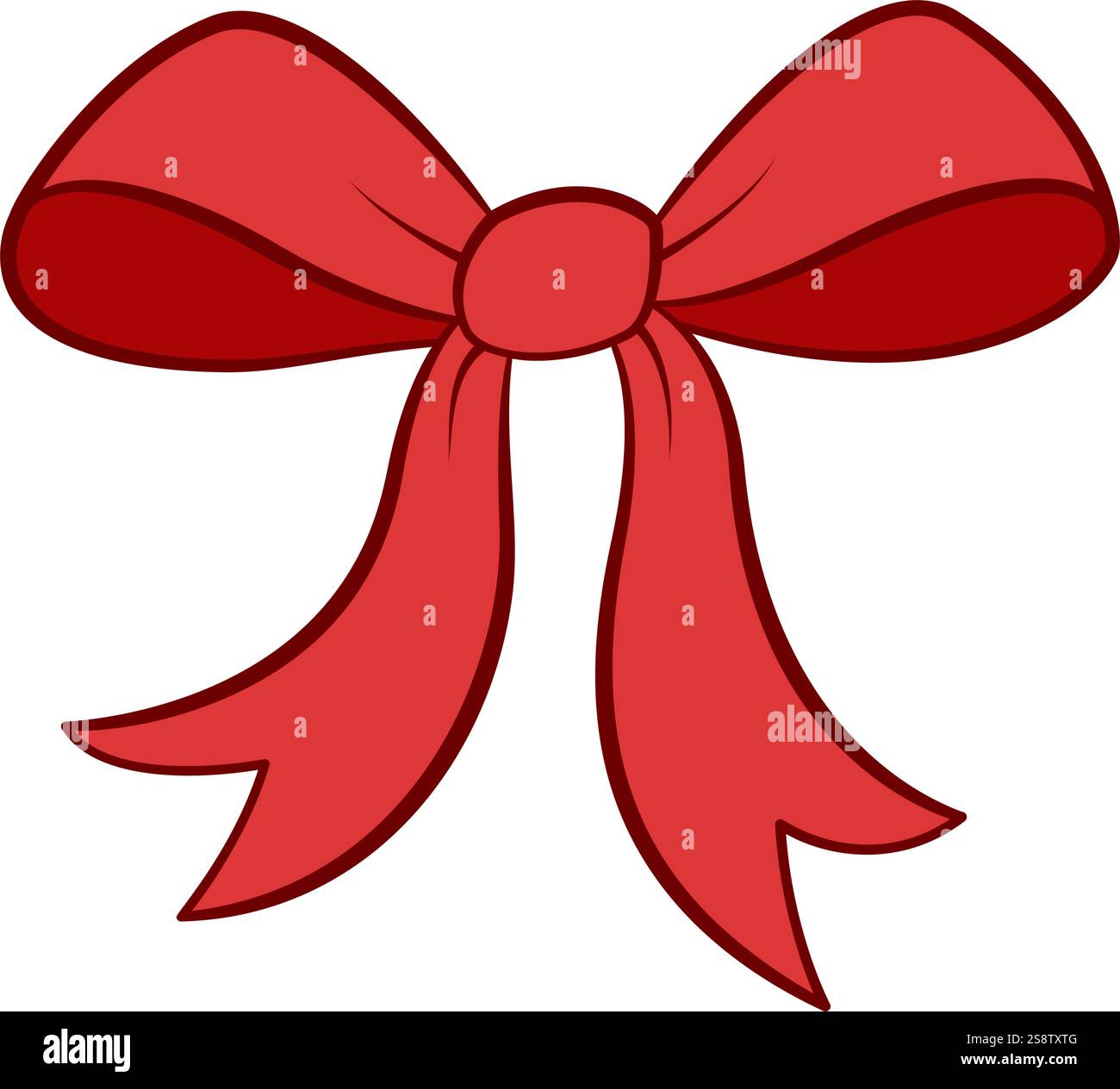 Red Bow doodle style. Hand drawn Trendy flat style cartoon isolated ...
