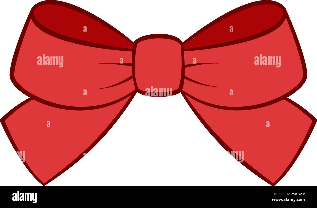 Red Bow doodle style. Hand drawn Trendy flat style cartoon isolated ...