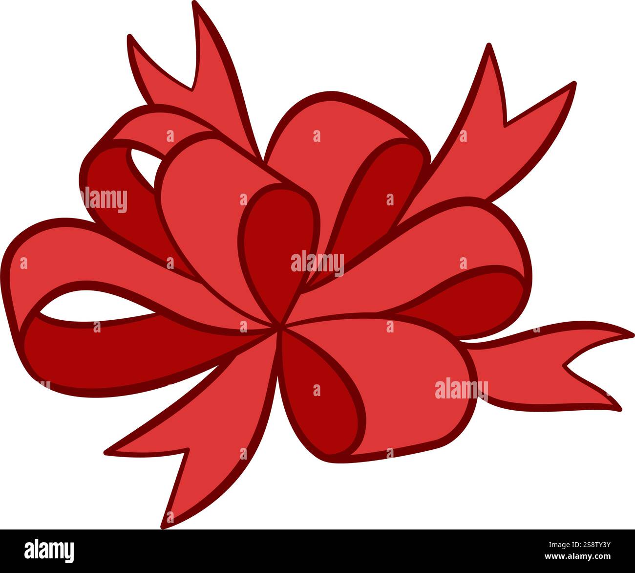 Red Bow doodle style. Hand drawn Trendy flat style cartoon isolated ...