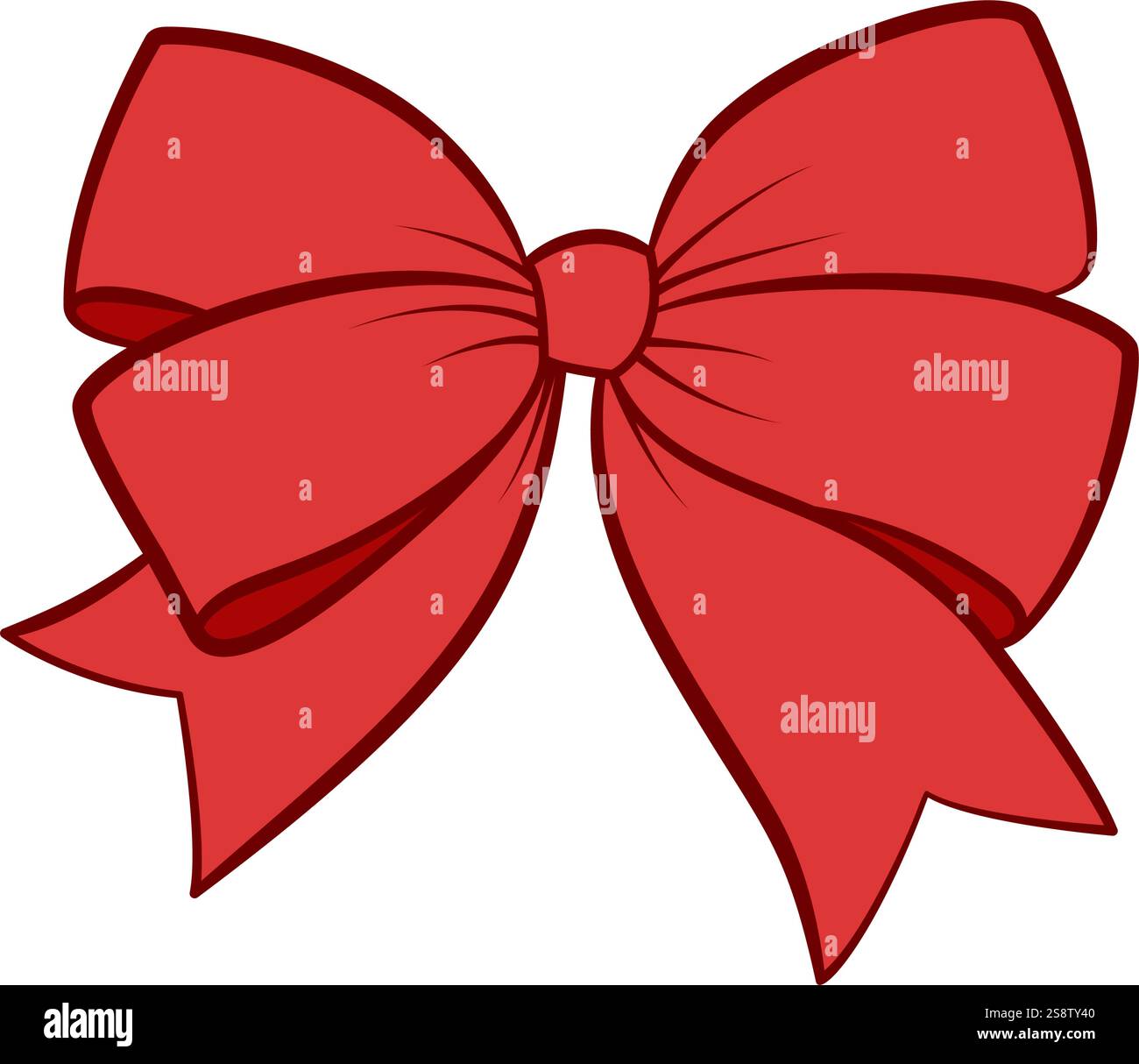 Red Bow doodle style. Hand drawn Trendy flat style cartoon isolated ...