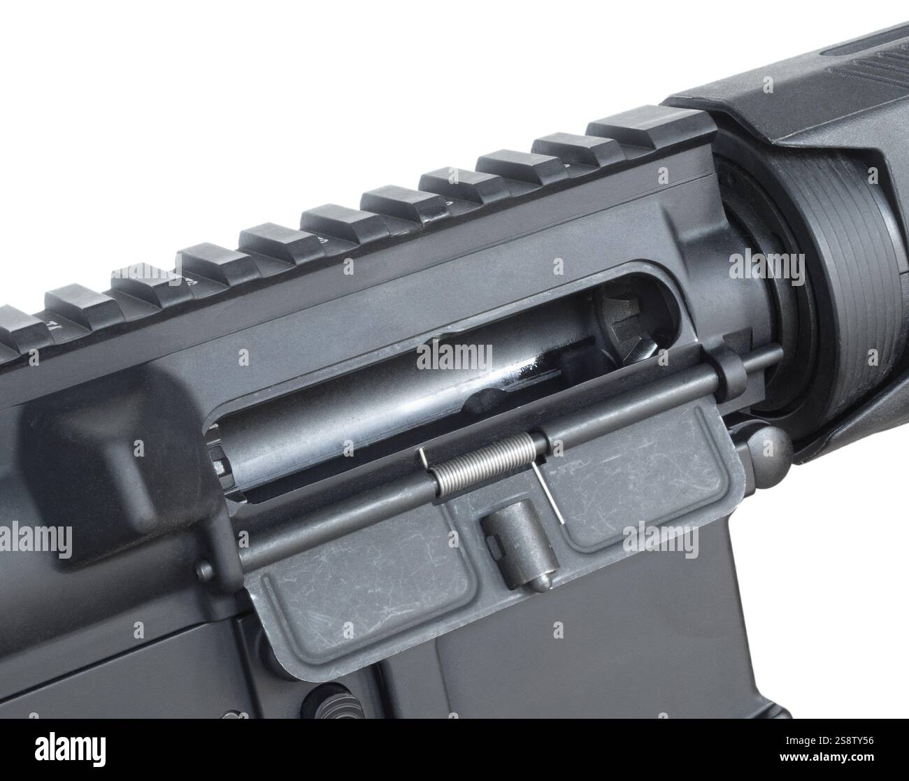 No cartridge in the chamber of an assault rifle with the dustcover open ...